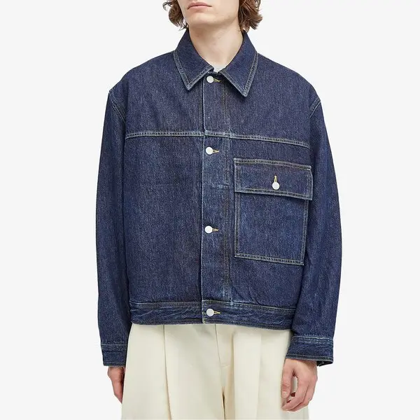 Studio Nicholson Petar Denim Trucker Jacket In Blue Black - 60